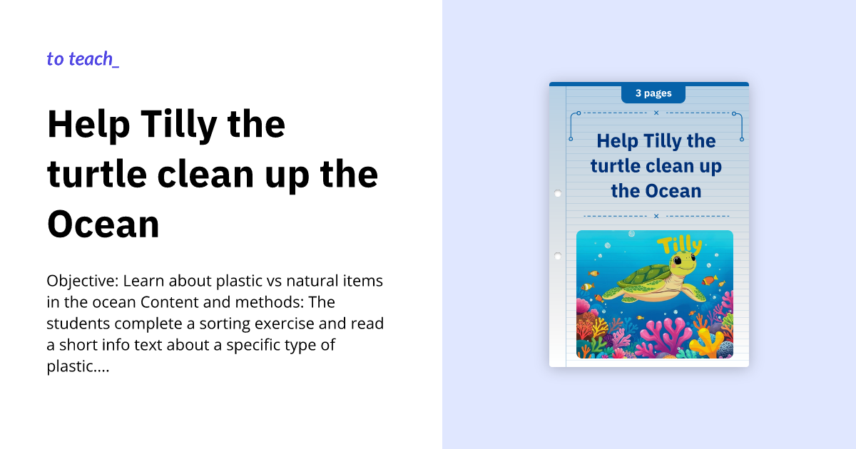 Help Tilly the turtle clean up the Ocean