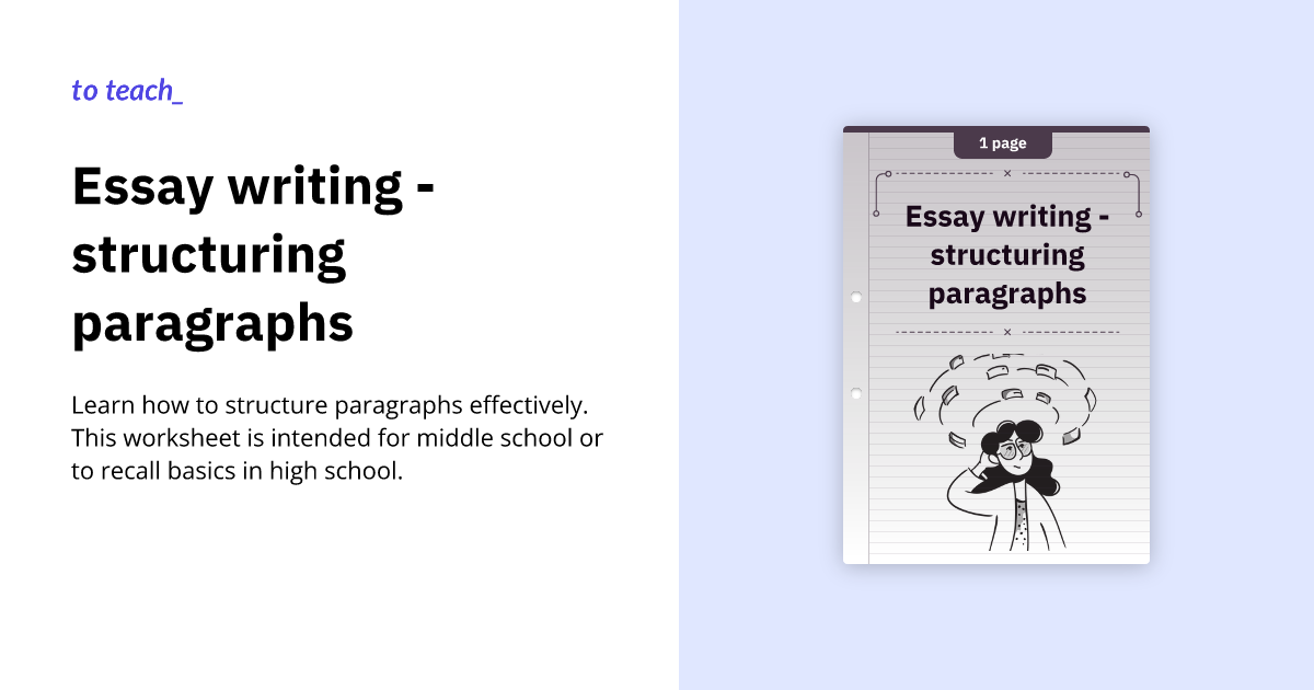 Essay writing - structuring paragraphs