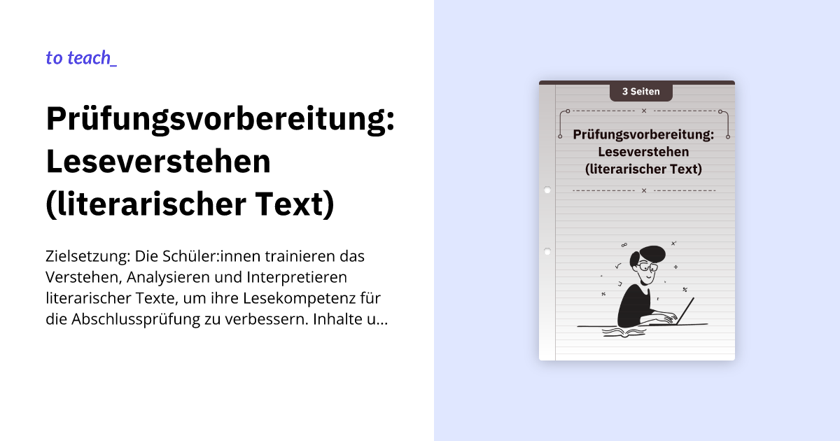Prüfungsvorbereitung: Leseverstehen (literarischer Text)