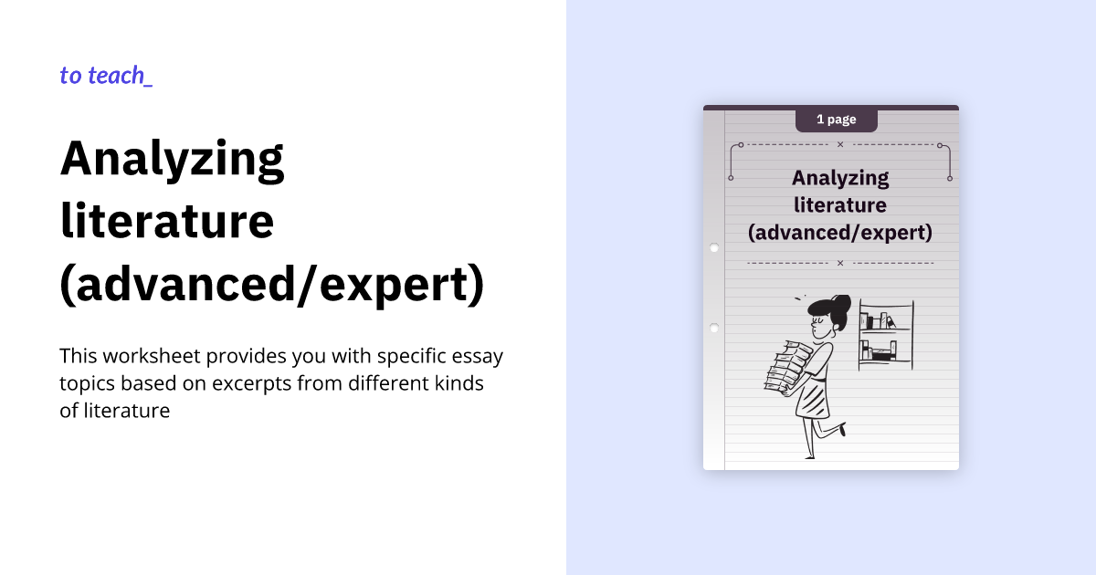 Analyzing literature (advanced/expert)