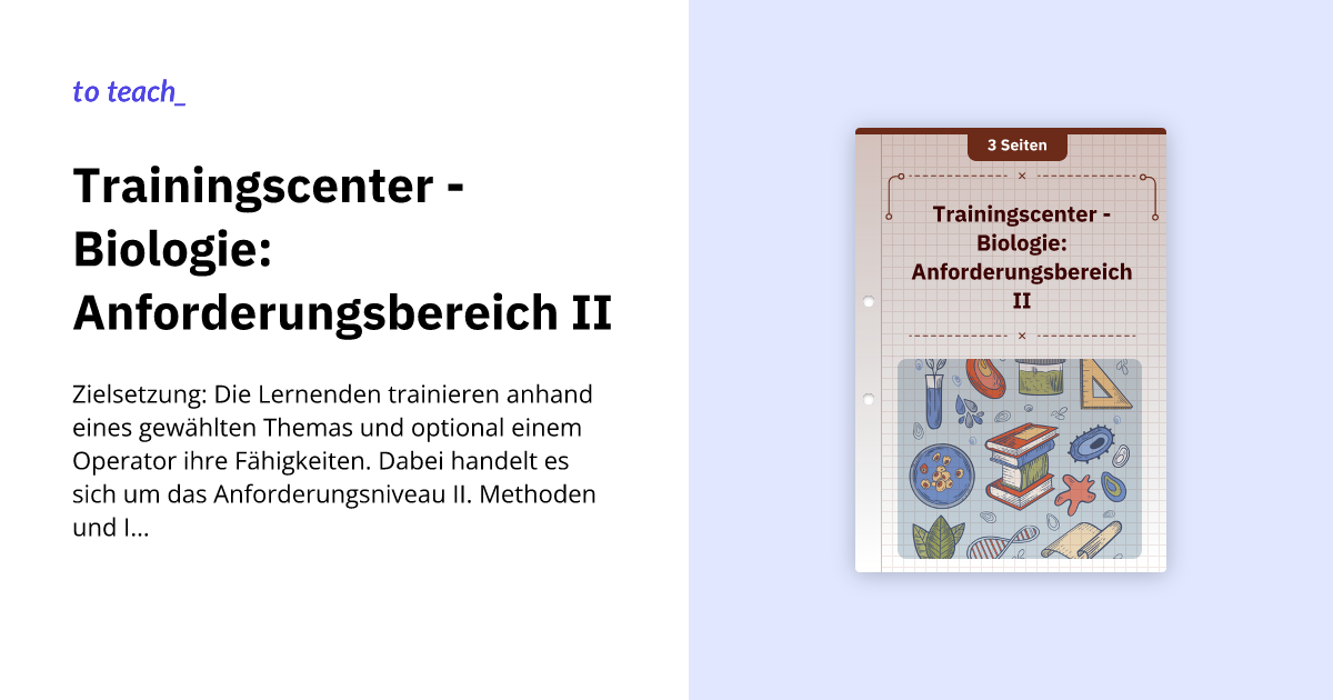 Trainingscenter - Biologie: Anforderungsbereich II