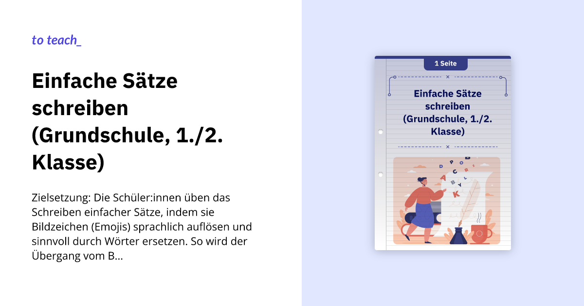Einfache Sätze schreiben (Grundschule, 1./2. Klasse)