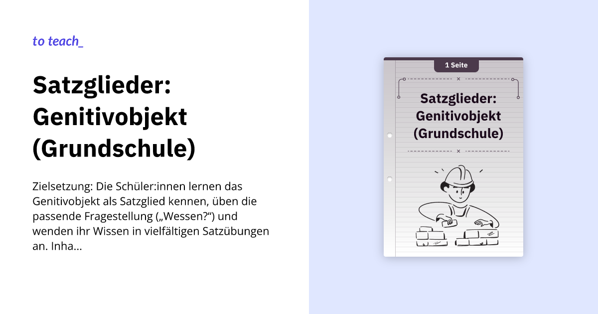 Satzglieder: Genitivobjekt (Grundschule)