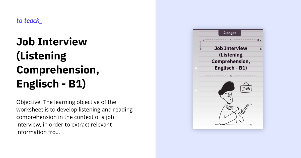 Job Interview (Listening Comprehension, Englisch - B1)
