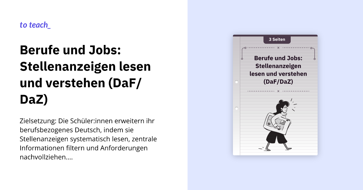 Berufe und Jobs: Stellenanzeigen lesen und verstehen (DaF/DaZ)