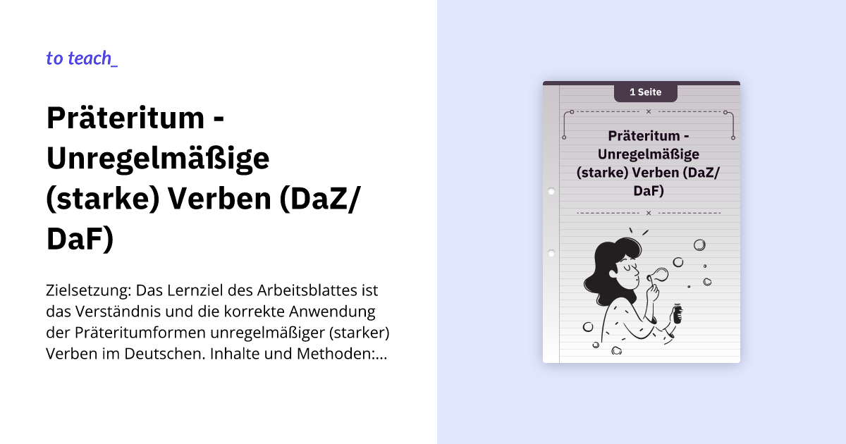 Präteritum - Unregelmäßige (starke) Verben (DaZ/DaF)
