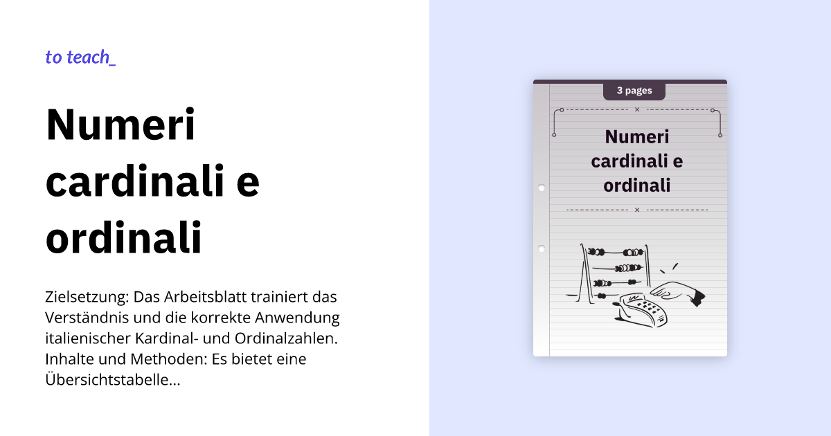 Numeri cardinali e ordinali